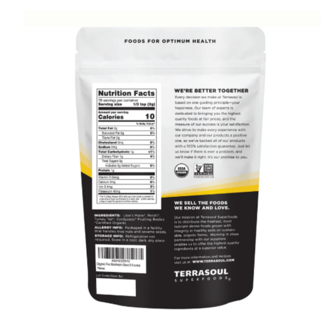 Terrasoul Organic Mushroom Blend for Immune Support – 5 Mushroom ...