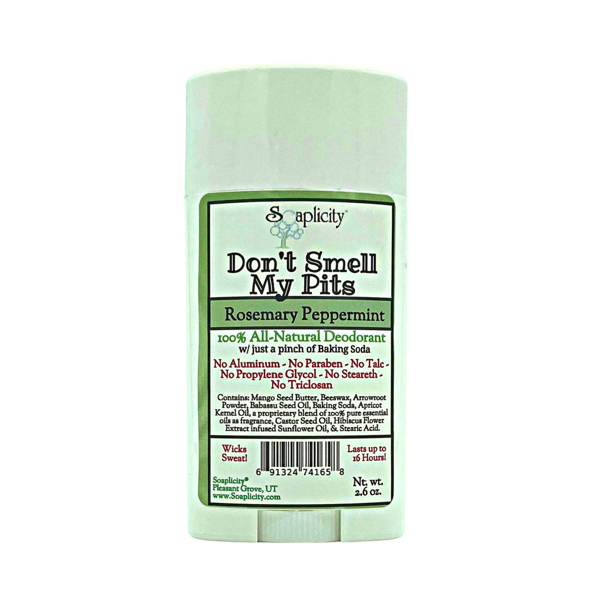 Don't Smell My Pits Natural Deodorant - Rosemary Peppermint | Soaplicity